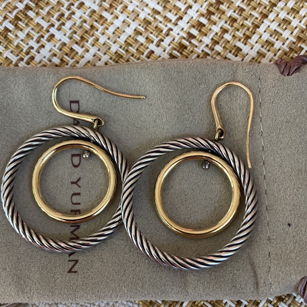 David Yurman Mobile .925/18k Gold Cable Earrings - Gem